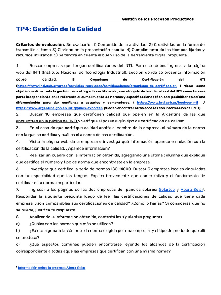 2024 Electro TP4 GestionCalidad | PDF