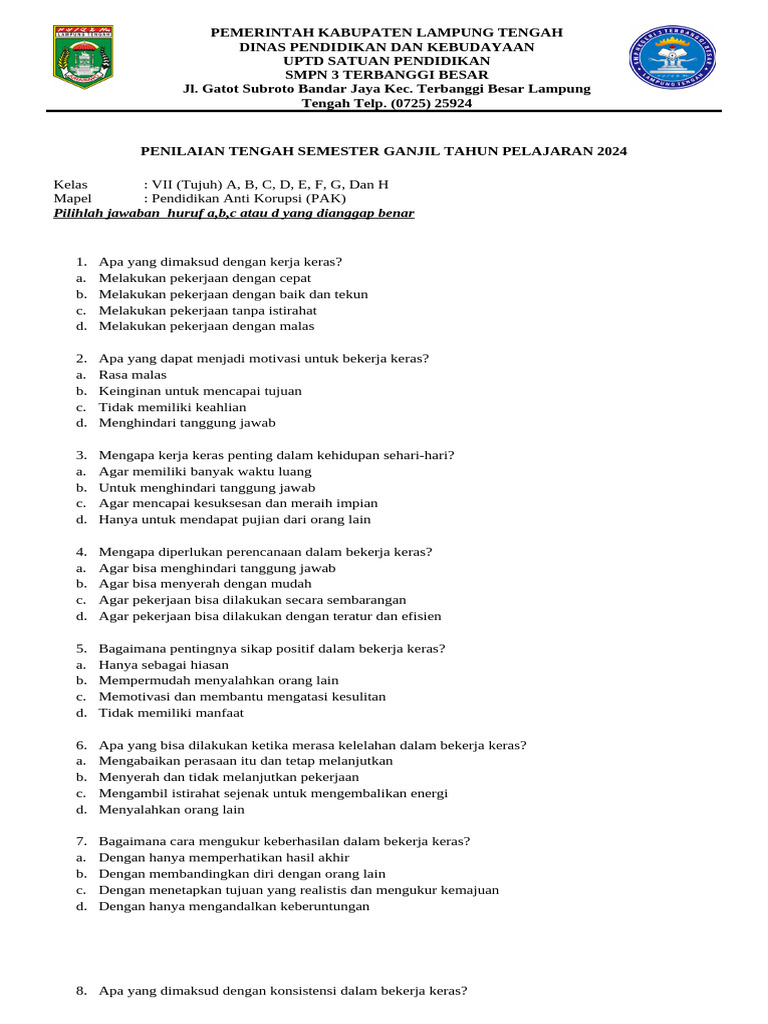 Soal Pak Kelas 7 | PDF