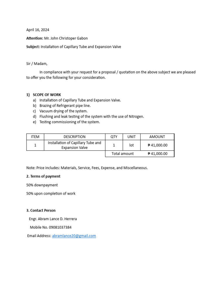 Installation of New Capillary Tube and Expansion Valve - April 16,2024 ...