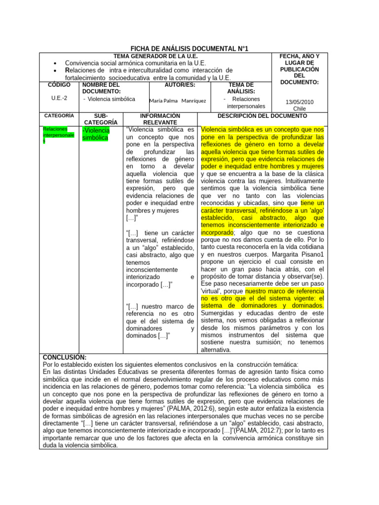 FICHA DE ANÁLISIS DOCUMENTAL N | PDF