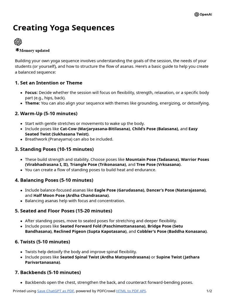 Creating Yoga Sequences | PDF