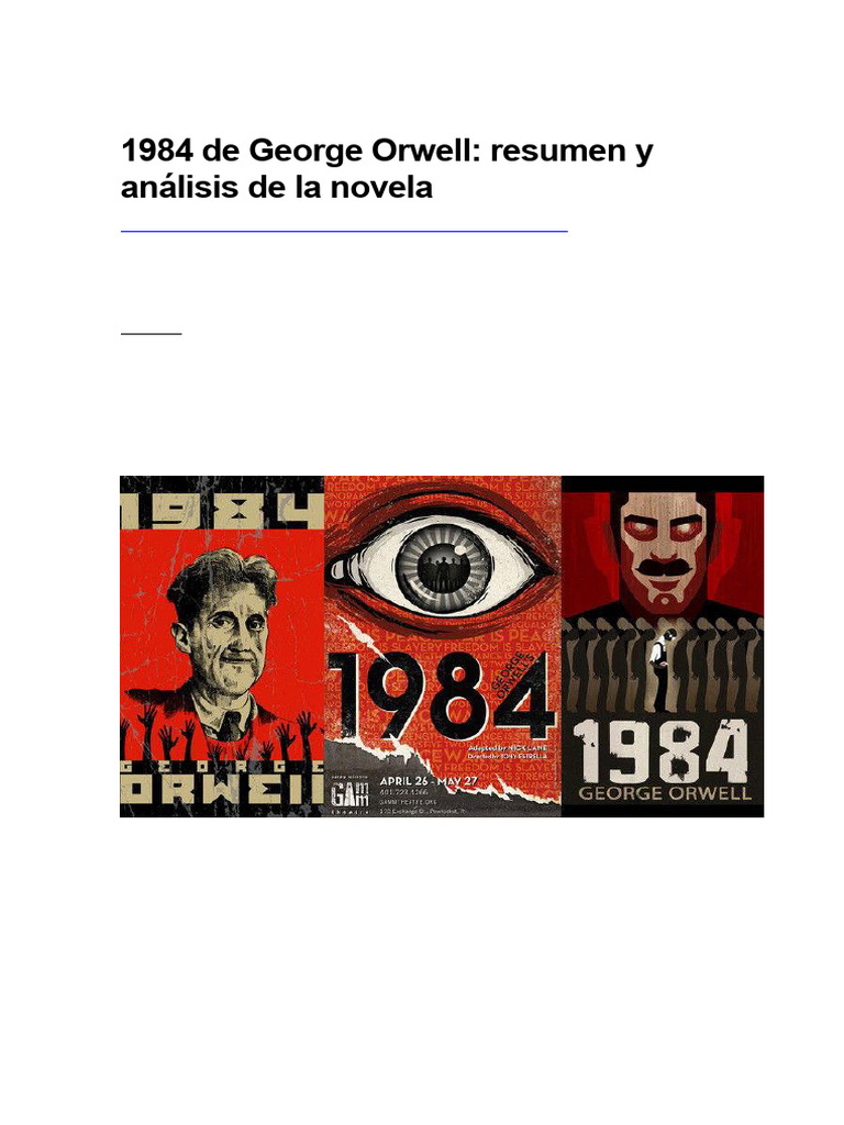 1984 de George Orwell Resumen y Análisis de La Novela | PDF