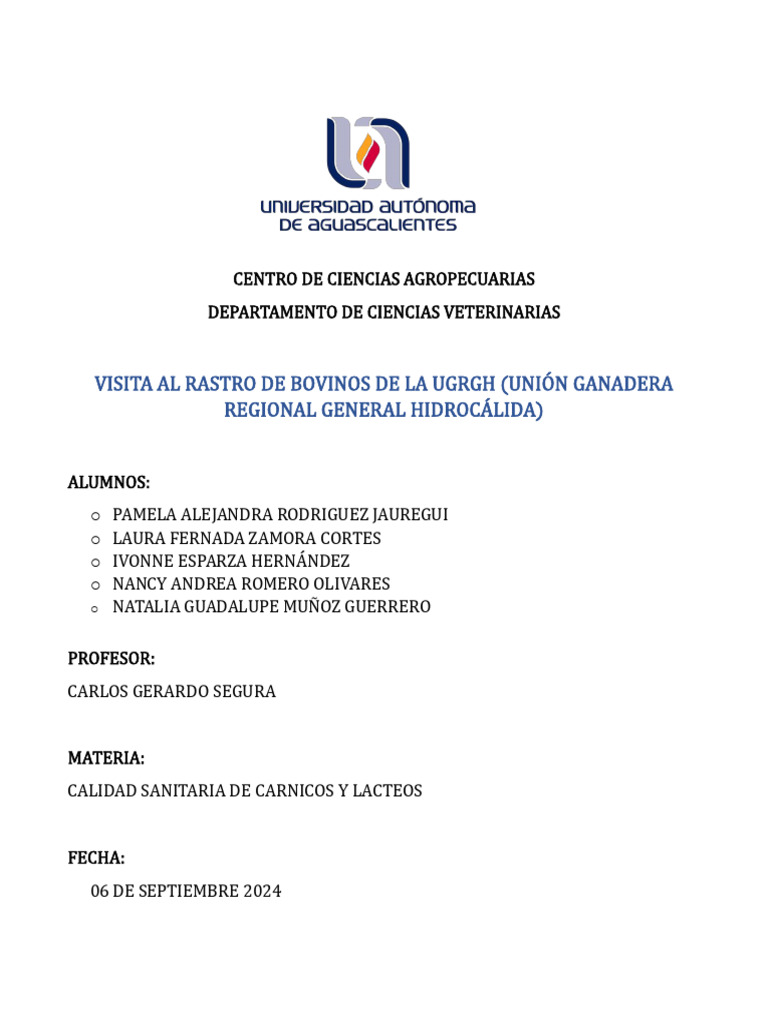 REPORTE 1. VISITA AL RASTRO UGRGH | PDF