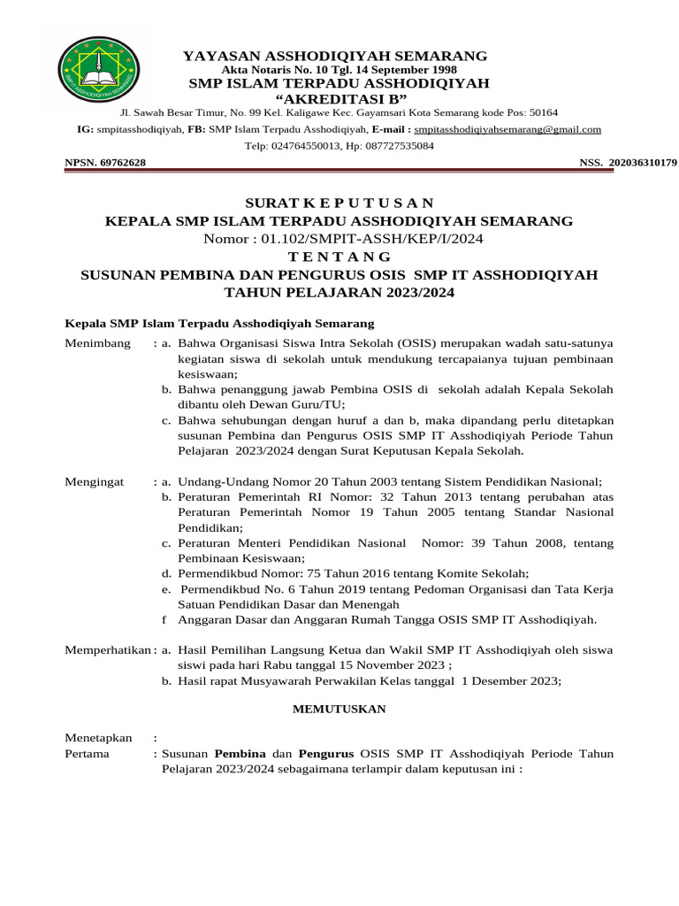 SK-PENGURUS-OSIS-2023-2024 Fix | PDF