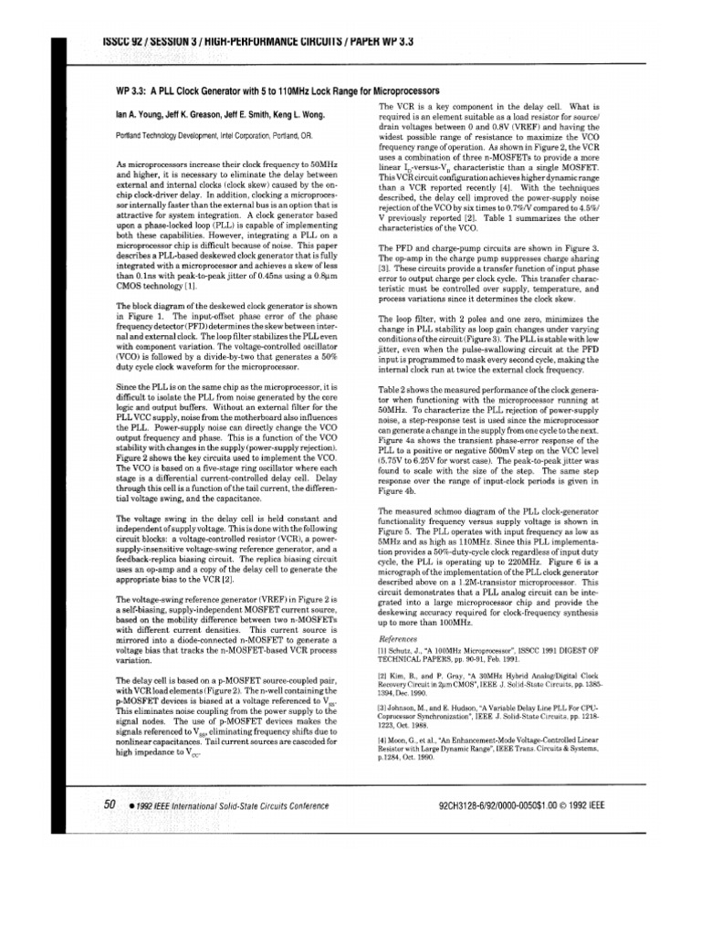 A Pll Clock Generator With 5 To 110 Mhz Lock Range For Microprocessors Pdf