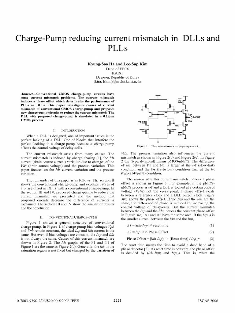 Charge-Pump Reducing Current Mismatch in DLLs and PLLs | PDF