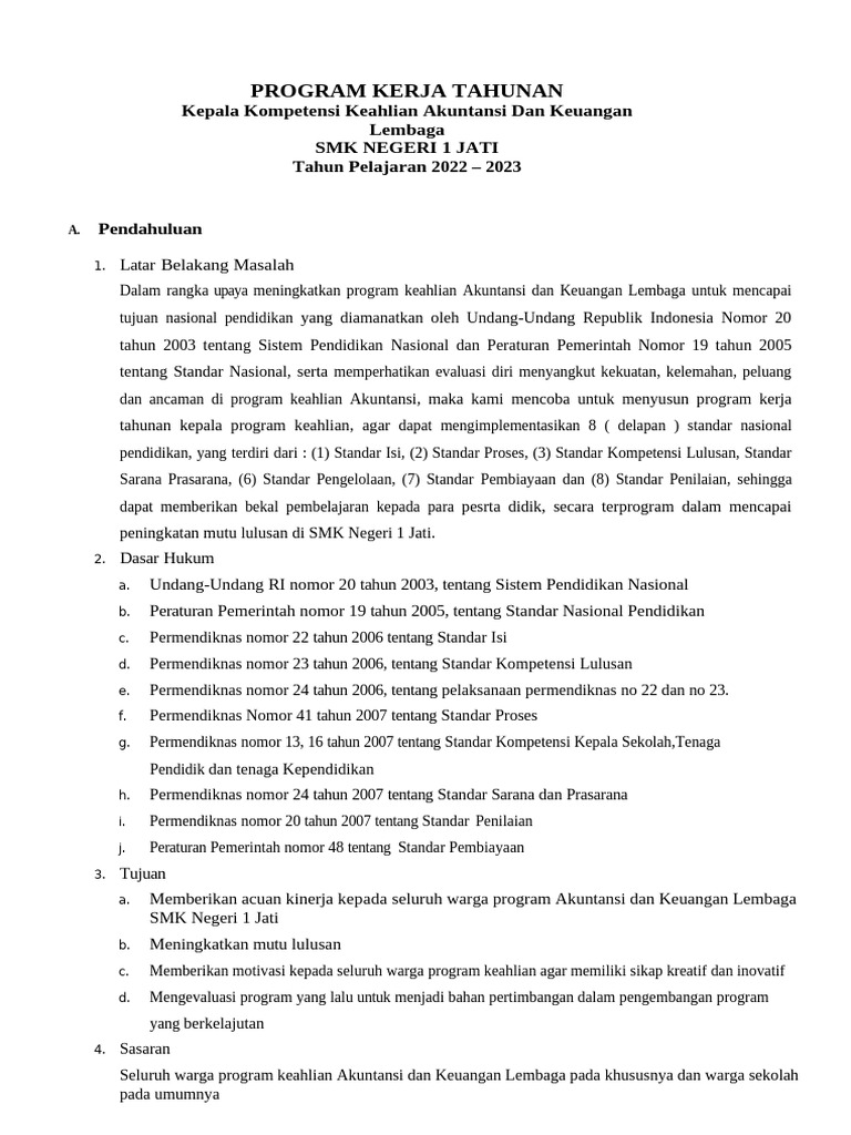 Program Kerja Kakomli AKL 2022 | PDF