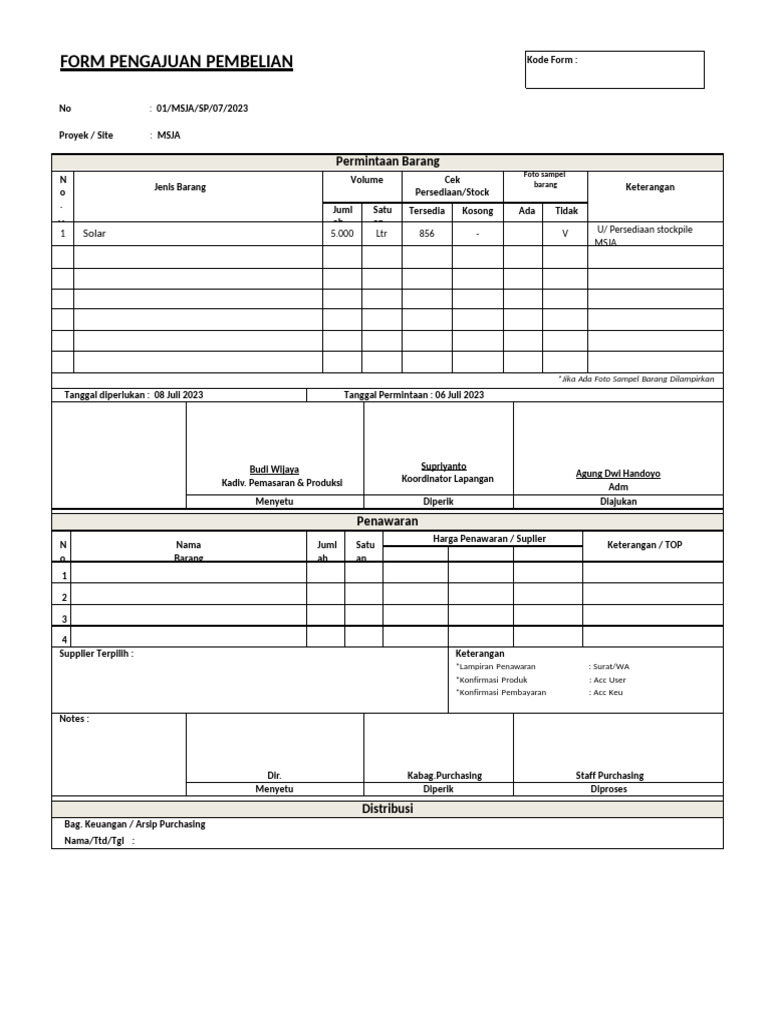 Format Permintaan Barang | PDF