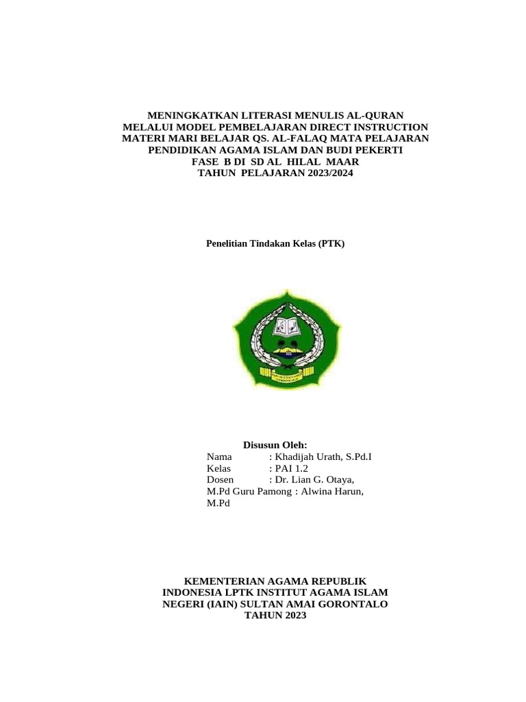 Contoh Laporan PTK Siklus 2 | PDF
