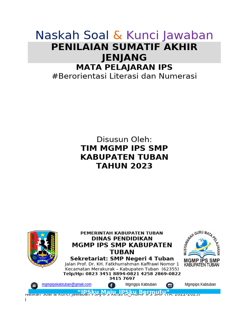 Naskah Soal IPS, Kunci Jawaban_PSAJ | PDF