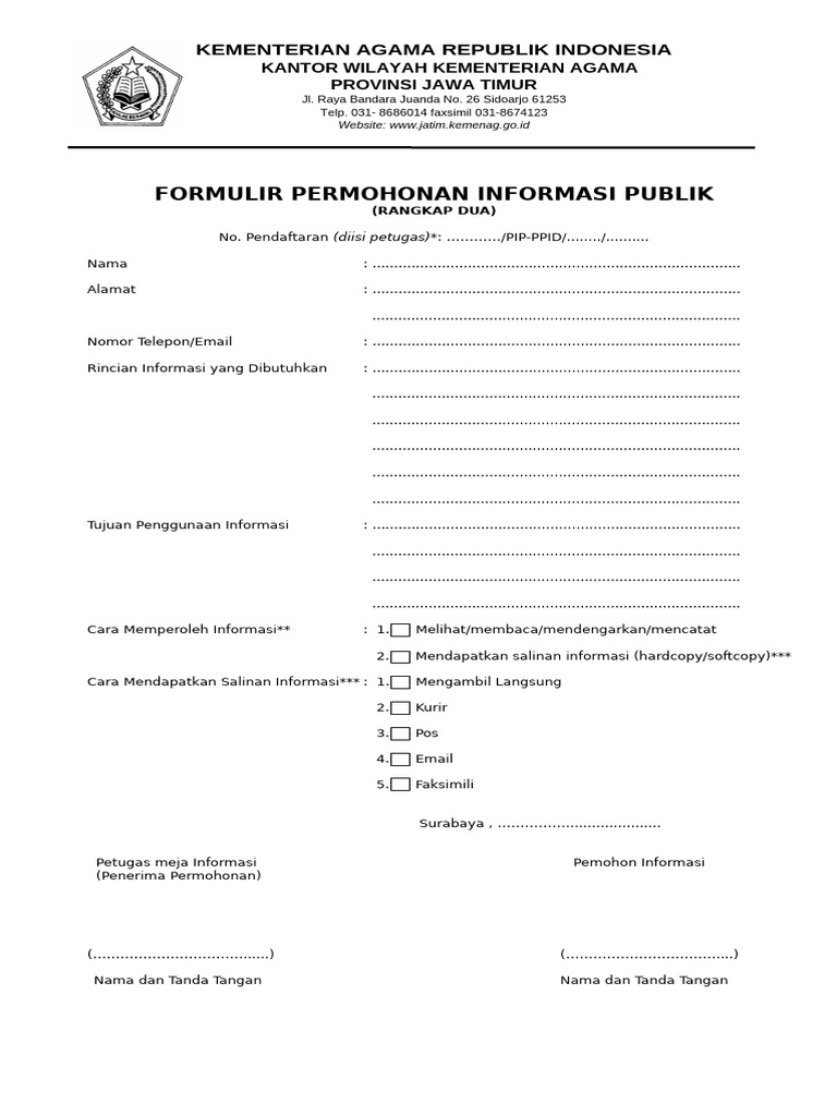 Form-Permohonan Informasi Publik | PDF