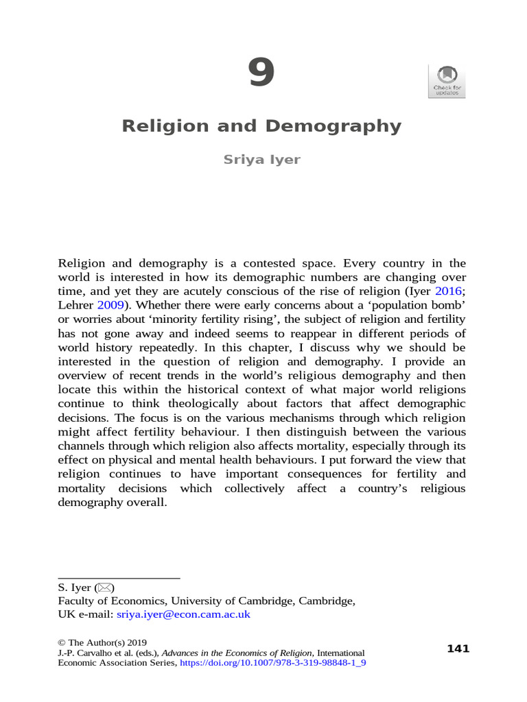 Sriya Iyer - Religion and Demography | PDF