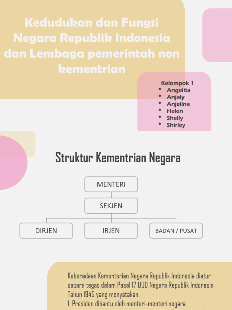 Kedudukandan Dan Fungsi Kementrian Dan Non Kementrian | PDF