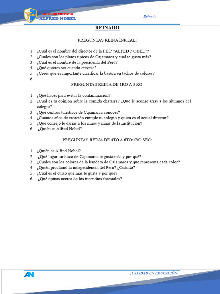 Preguntas Reinado | PDF