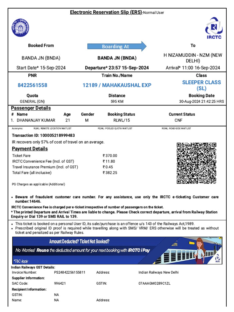 Dhananjay Kumar Ticket | PDF