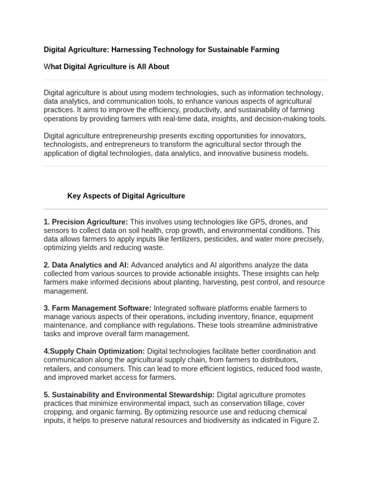 Digital Agriculture - Harnessing Technology For Sustainable Farming ...