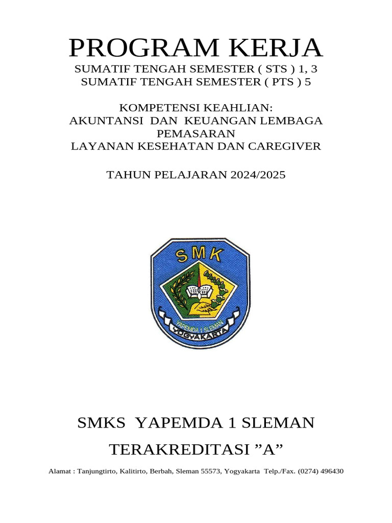 PROGRAM KERJA PTS 1 - 3 - 5 - 2024 - 2025.new Terbaru GRES | PDF