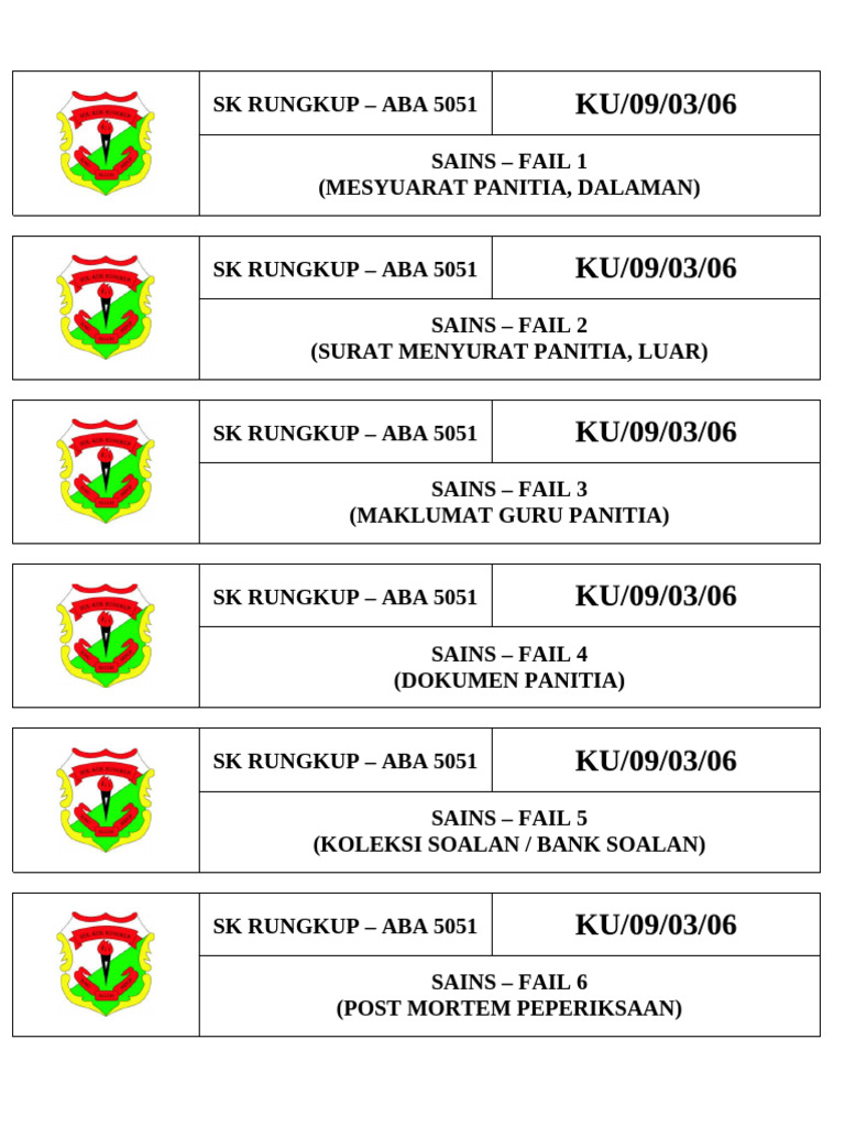 Label Fail Putih (Panitia Baru) | PDF
