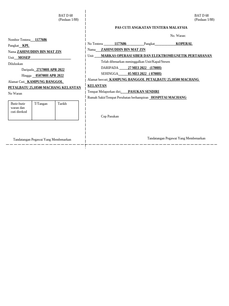 Bat D 68 Pokteh | PDF