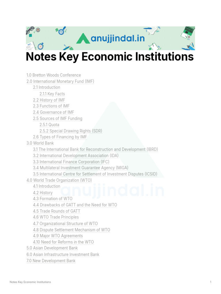 Notes Key Economic Institutions 1 Lyst1717152979517 | PDF