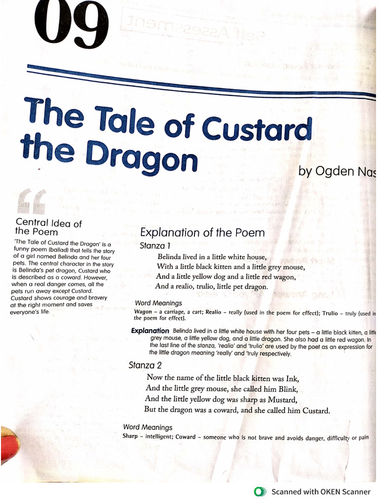 STD 10eng Poem The Tale of Custard The Dragon | PDF