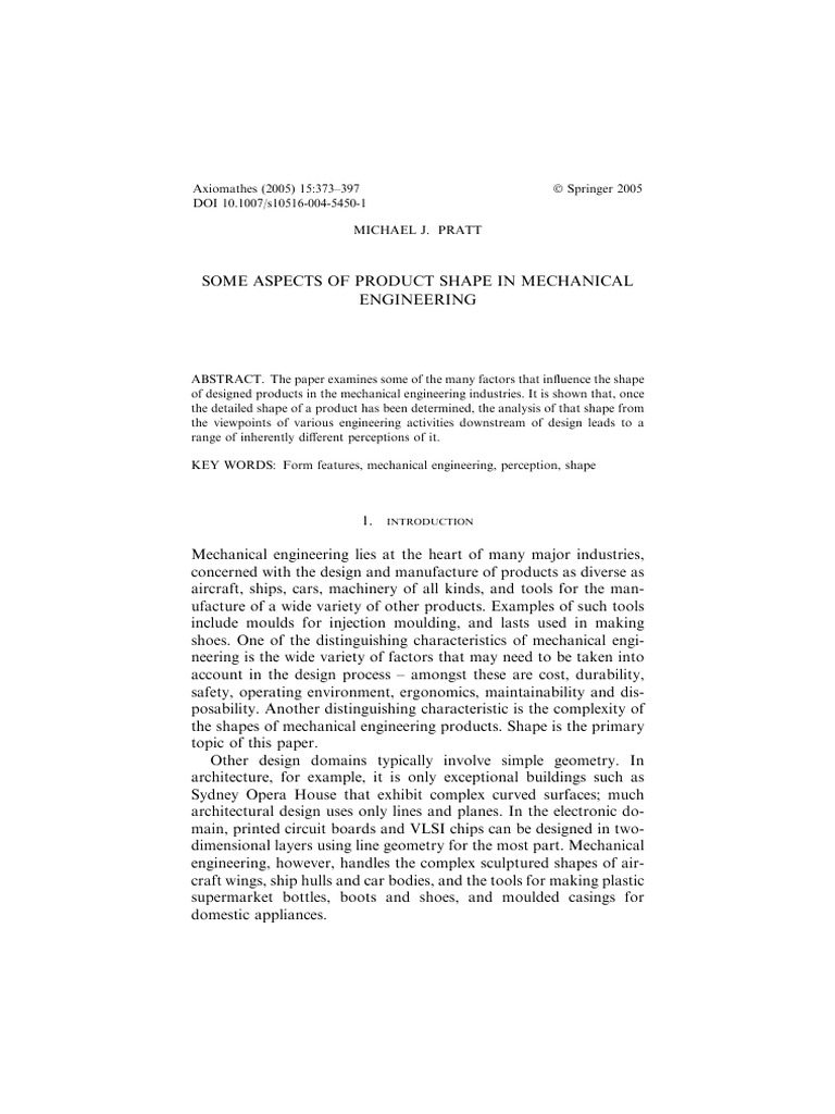 Some Aspects of Product Shape in Mechanical Engineering | PDF