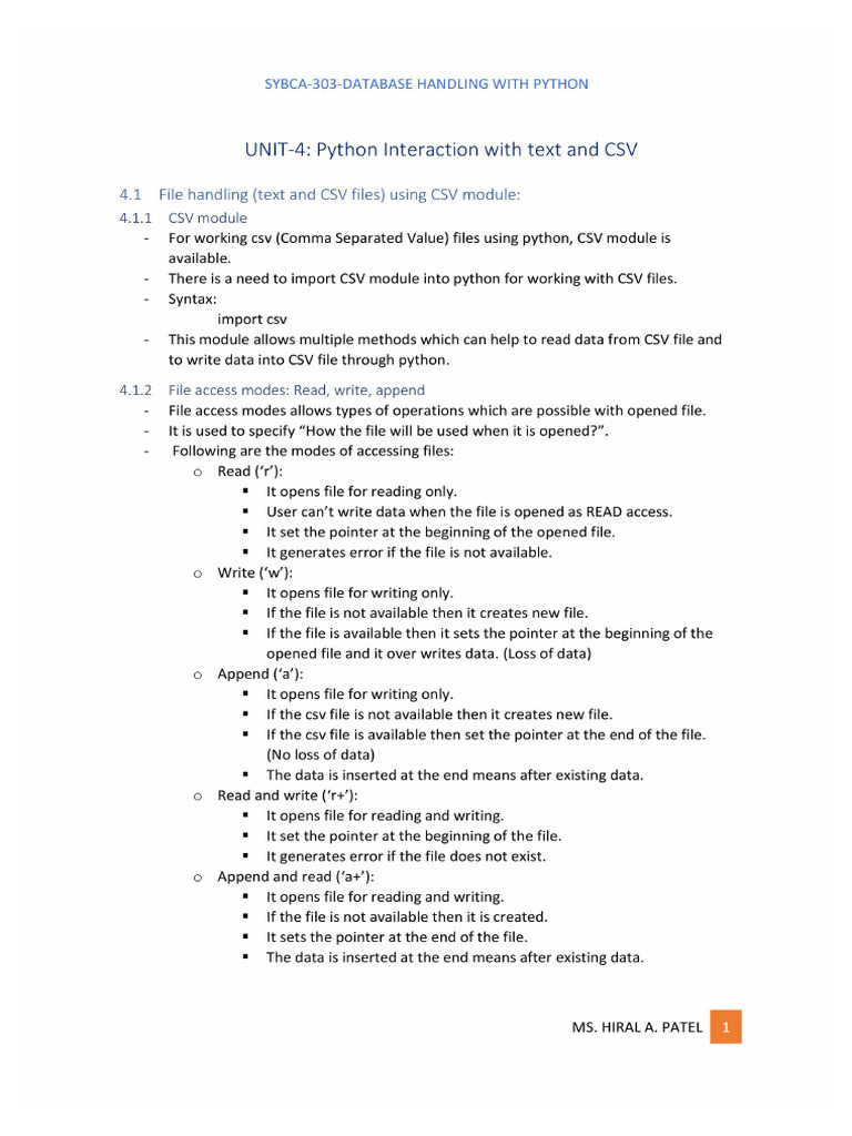 Unit4 Python Interaction With Text And Csv 01 Pdf 3632