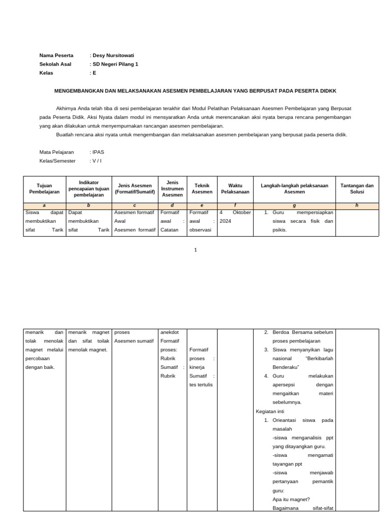 Format Rencana Aksi Nyata - 132 | PDF