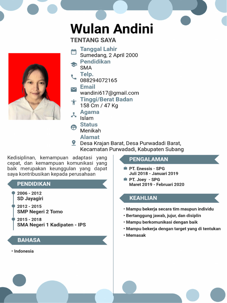 CV Wulan Andini | PDF
