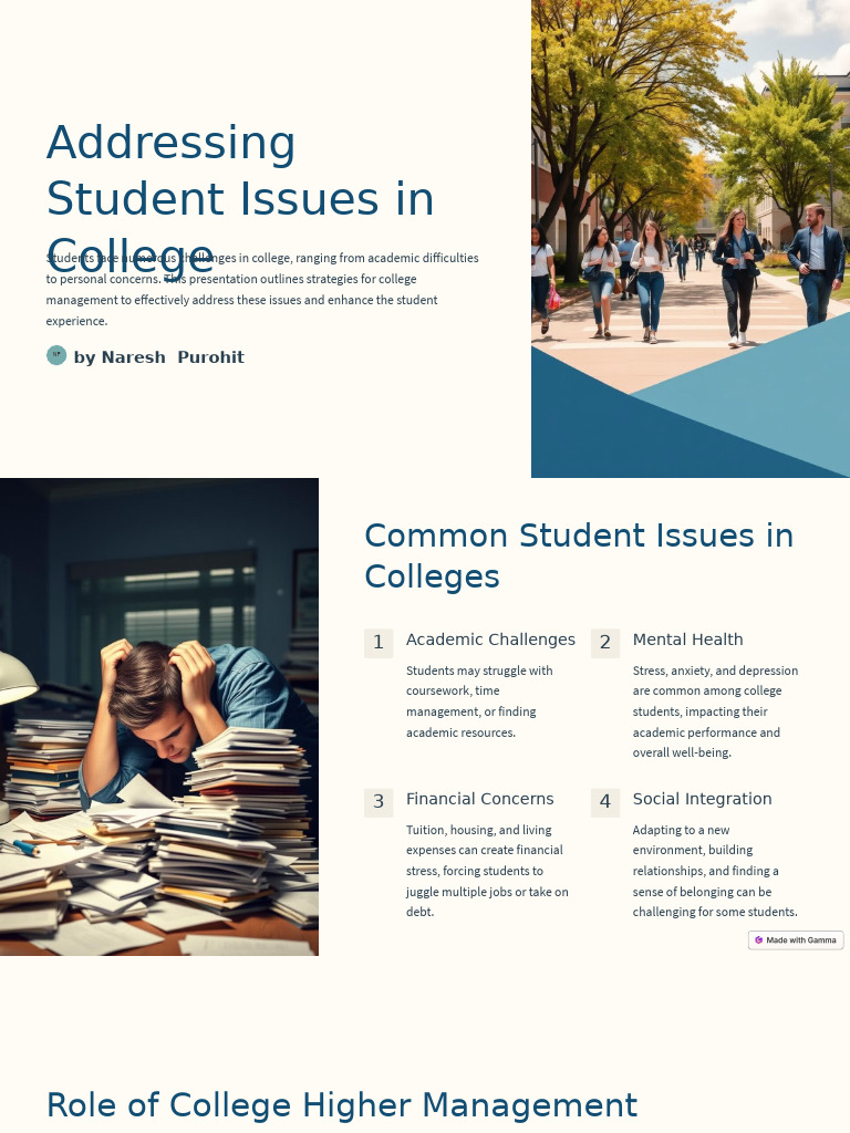 Addressing Student Issues in College: by Naresh Purohit | PDF