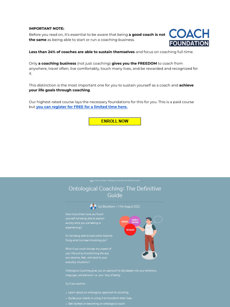 Ontological Coaching The Definitive Guide | PDF