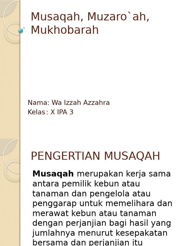 WaIzzah - XIPA3 - Musaqah, Muzaro'Ah Dan Mukhobarah | PDF