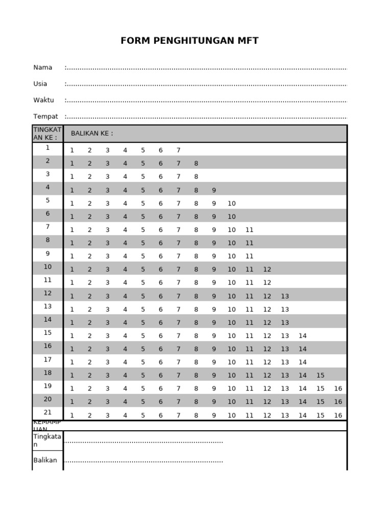 Form Penghitungan MFT | PDF