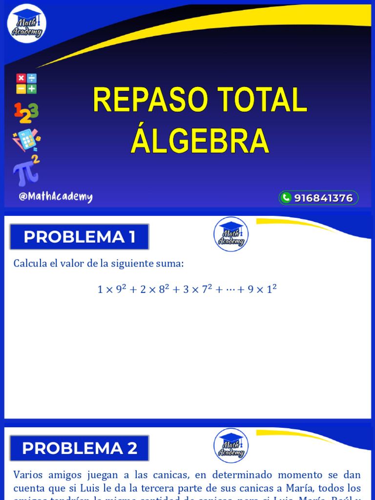 05 09 2024 Repaso Total de Algebra Nivel 1 | PDF