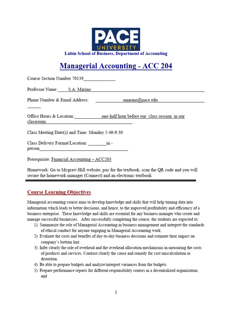 Fall 2024 Acc 204 Syl. PM CLASS | PDF