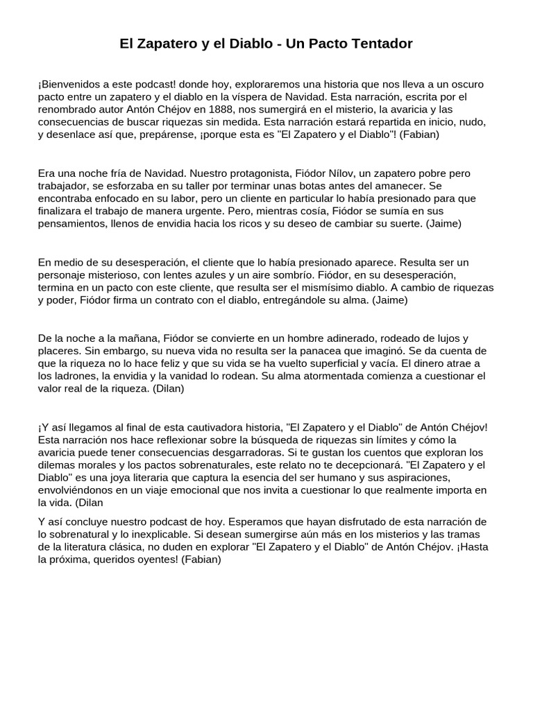 El Zapatero y el Diablo | PDF