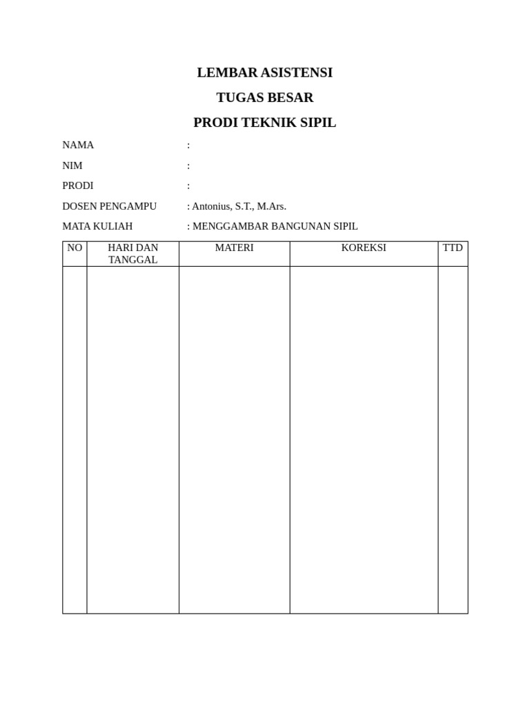 Lembar Asistensi Menggambar Bangunan Sipil | PDF