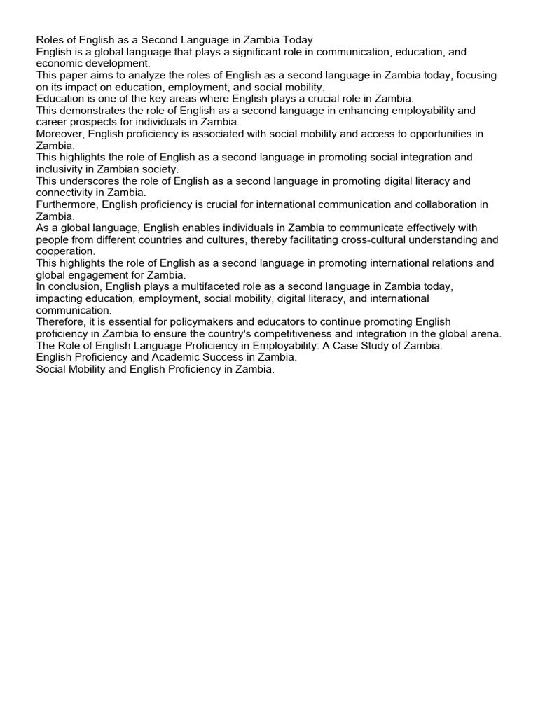 Zambia Language | PDF