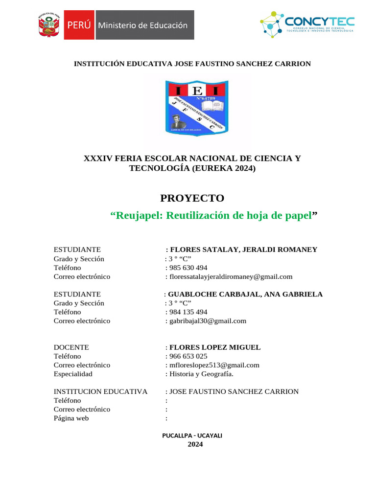 Proyecto Ultimo Eureka 2024 JFSC | PDF