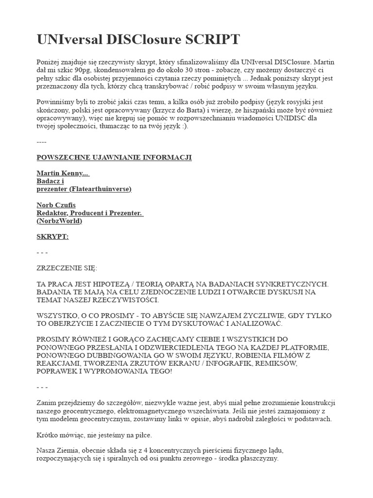 UNIversal DISClosure SCRIPT | PDF