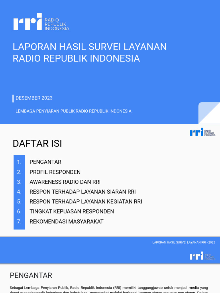 Hasil Survei Layanan Rri Nasional 2023 | PDF