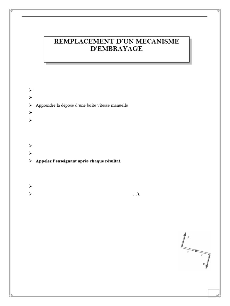 tp1 Reparation Mecanisme Embrayage | PDF