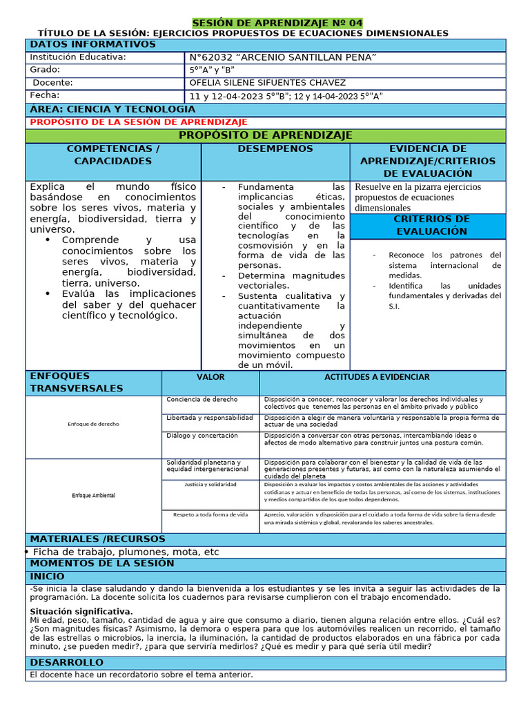 Sesion de Dimensiones - Ejercicios Dimensionales | PDF