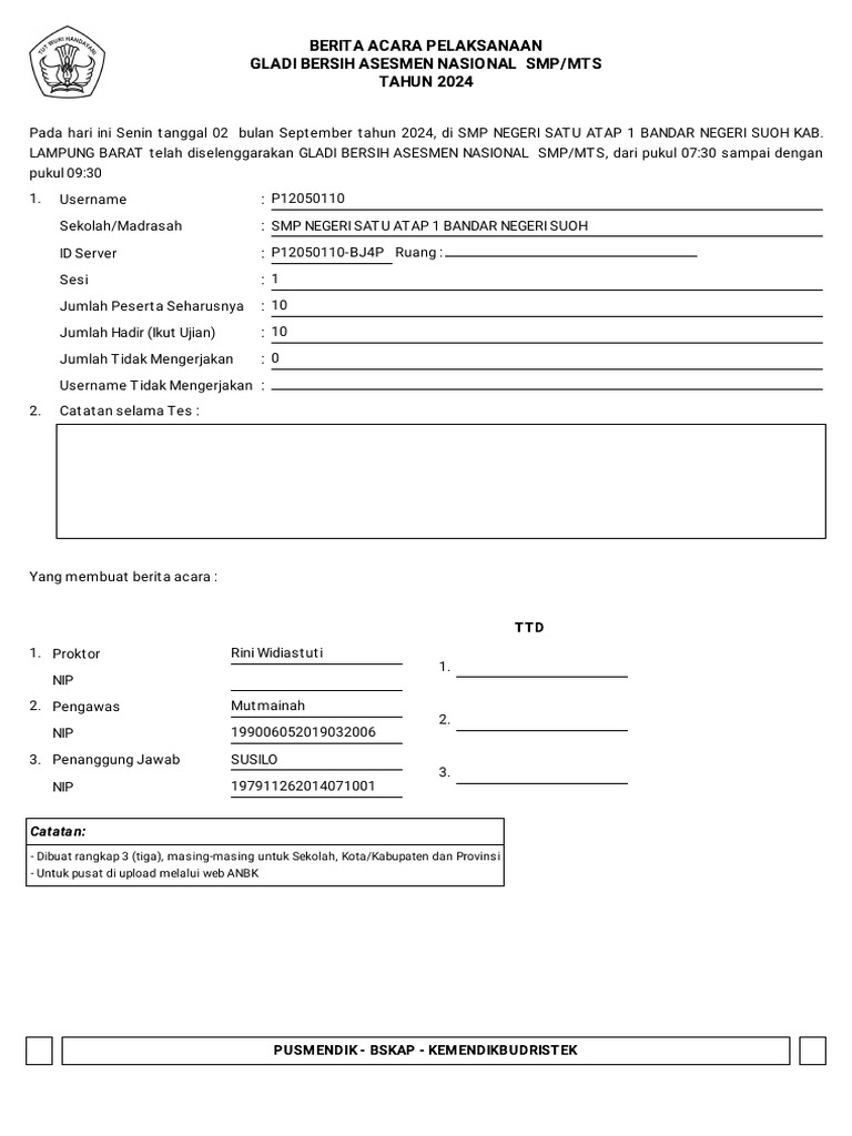 Asesmen Nasional - Tahun 2024 | PDF