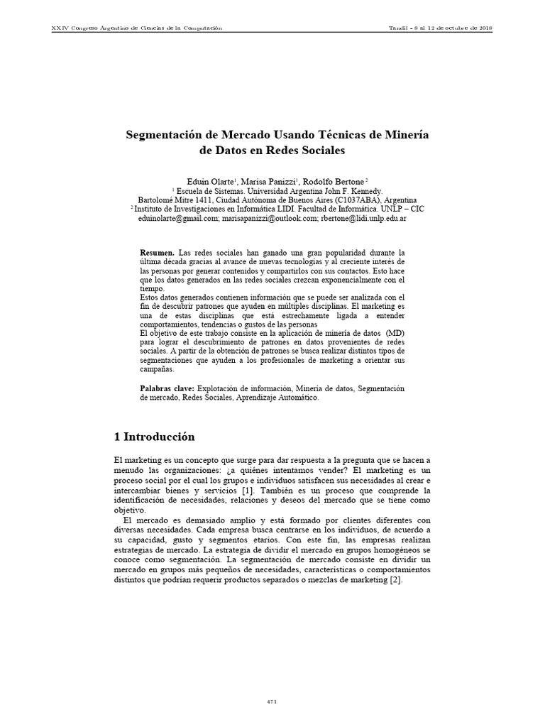 Olarte, E. (2018) Segmentación de Mercados Usando Técnicas Mineria de Datos - pdf-PDFA | PDF ...