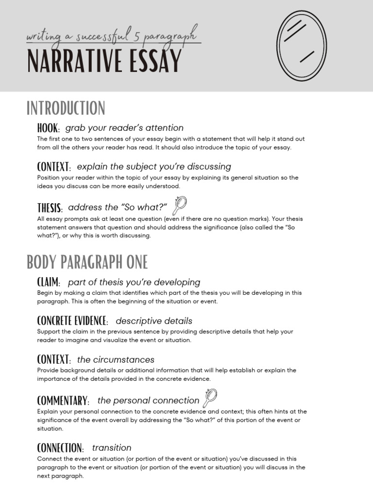Narrative Essay Structure (Black and White) | PDF