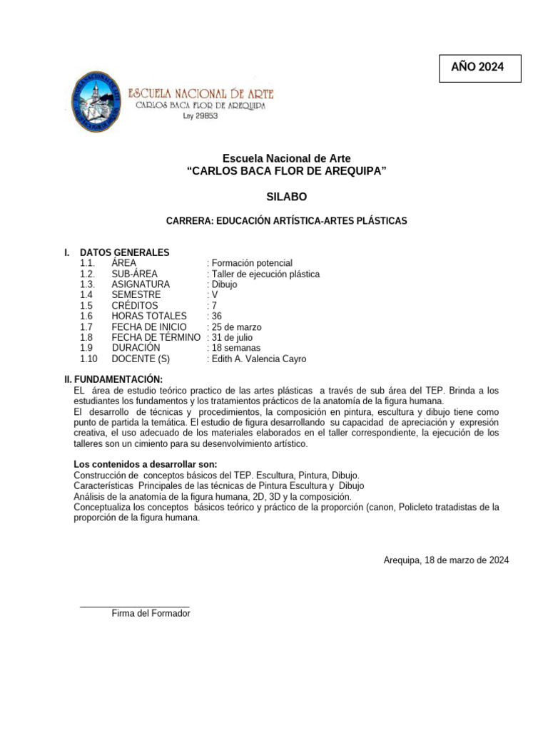 Sílab. Dibujo V 2024 | PDF | Dibujo