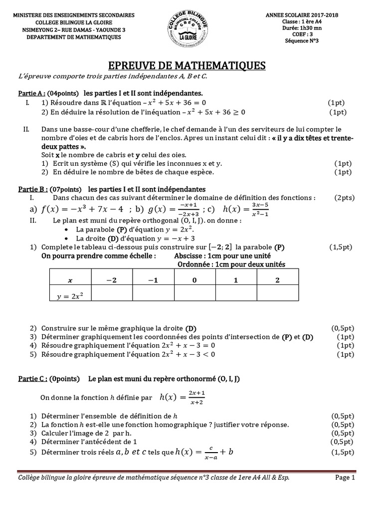 EPREUVE Maths P A4. | PDF