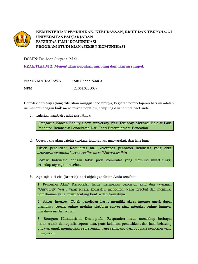 Contoh Praktikum Riset Kuantitatif | PDF