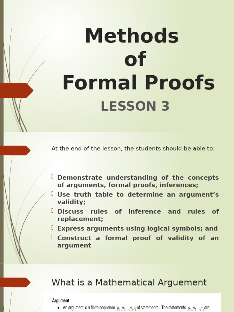 Lesson 3 - Methods of Formal Proof | PDF